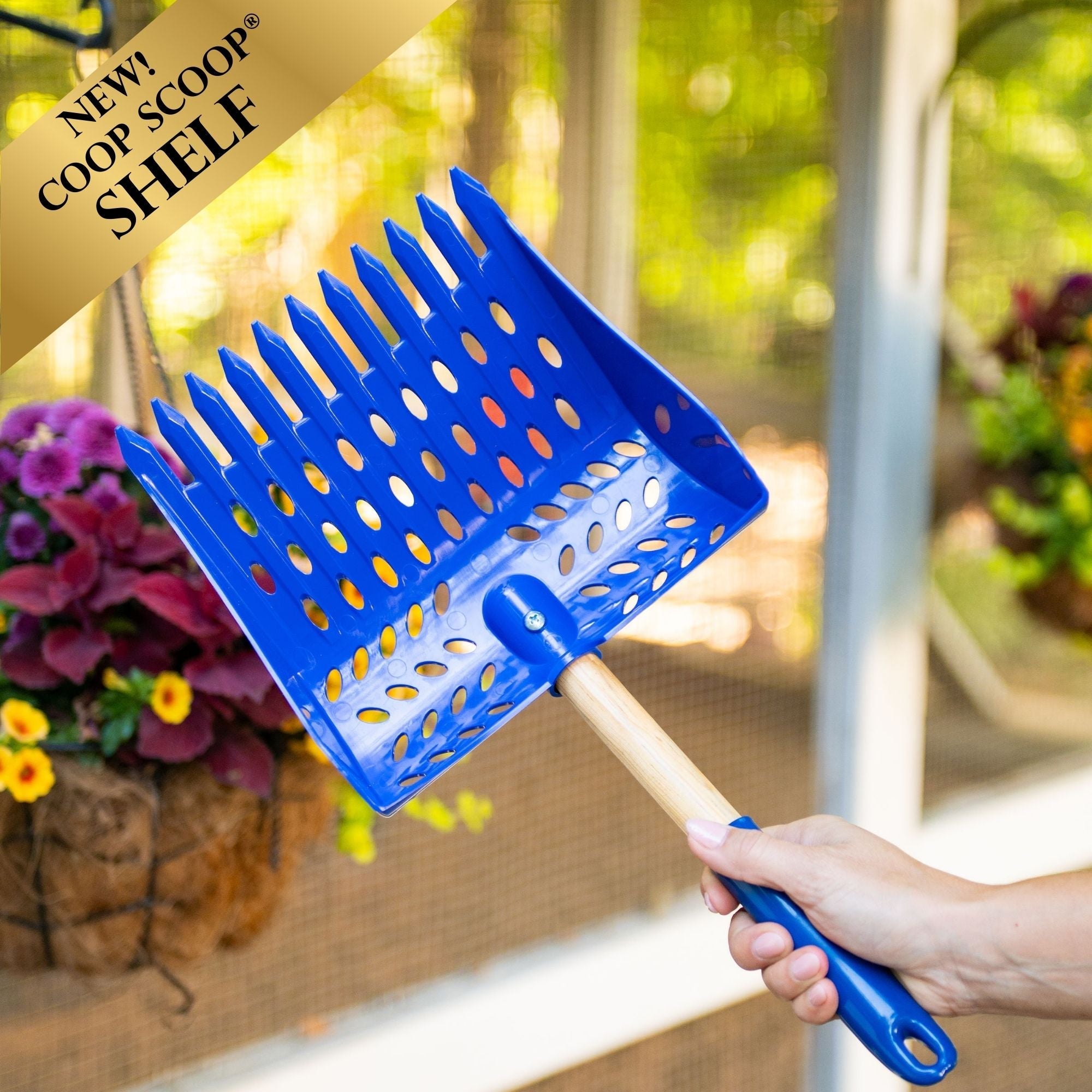 The Coop Scoop® Shelf | 2-in-1 Chicken Poop Scoop & Rake | 10" Handle ...